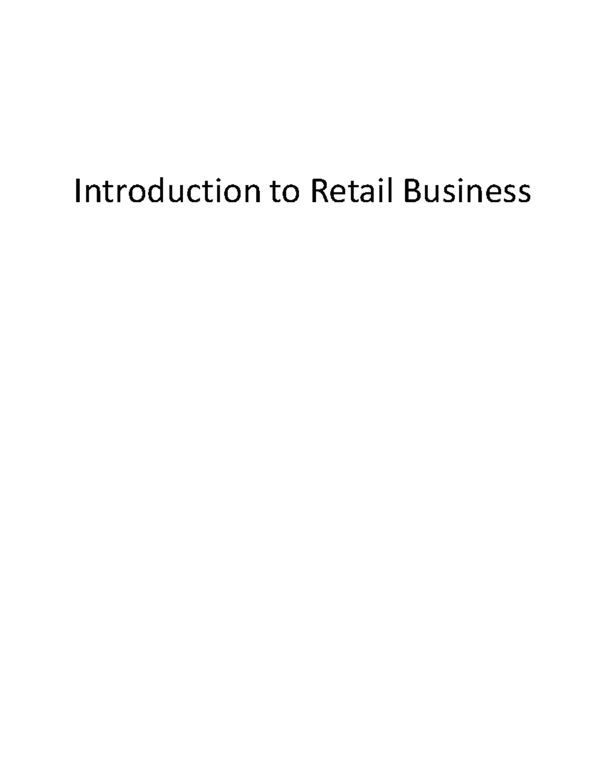 Retail Management Study Material - Introduction to Retail Business ...