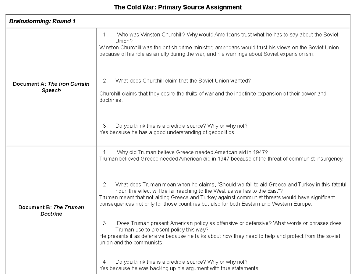 Copy of The Cold War - Primary Source G.O - The Cold War: Primary ...