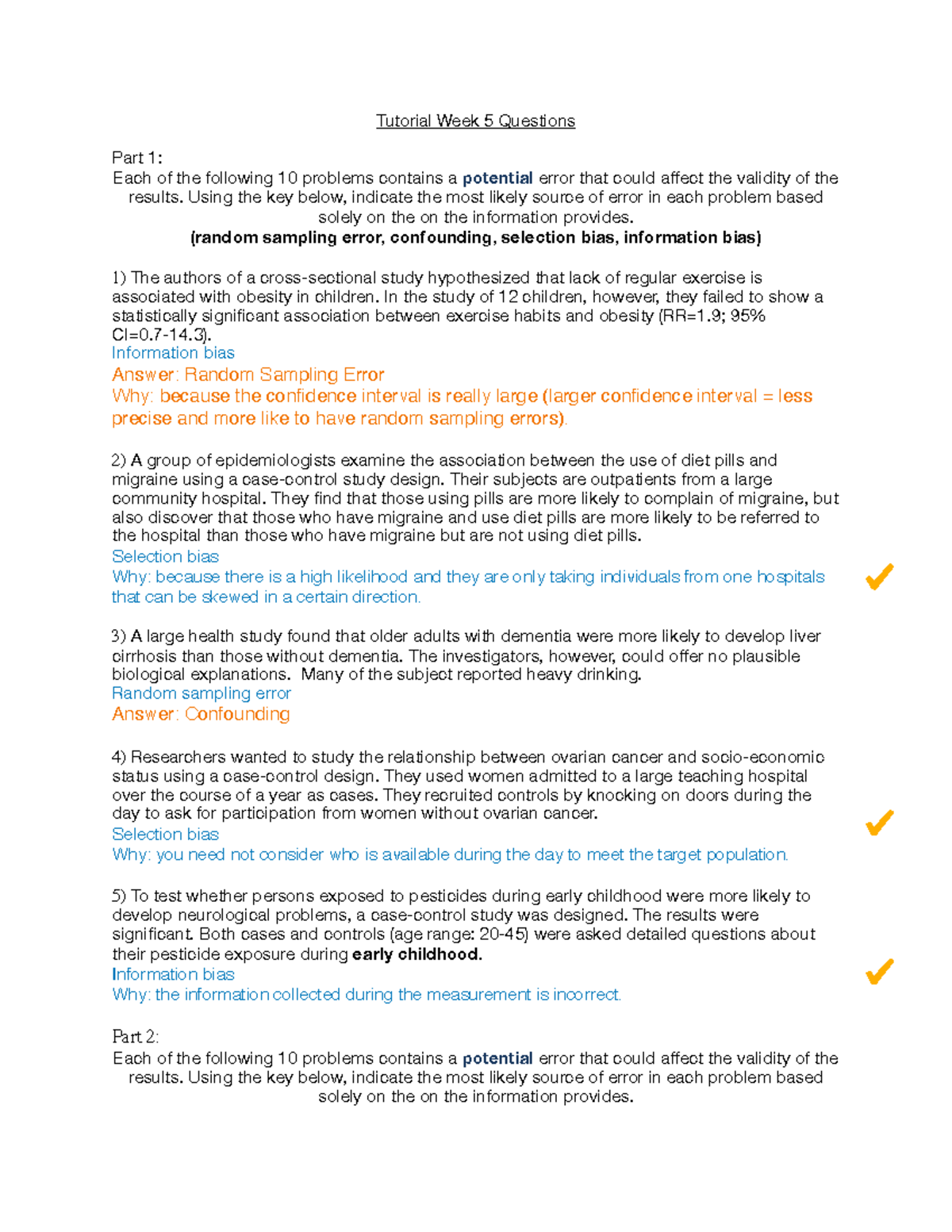 HS2801 - Turorial 5 - This document contains the answers to the tutorial five worksheet and an ...