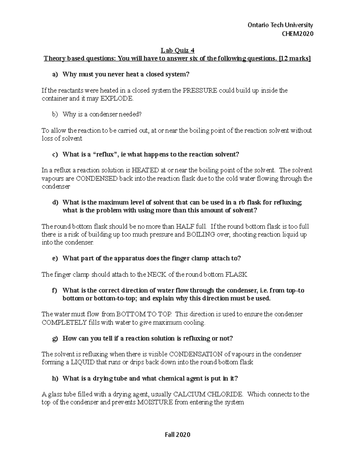 Lab 4 Quiz - Organic - Online Laboratory Quiz Answers - CHEM Lab Quiz 4 ...