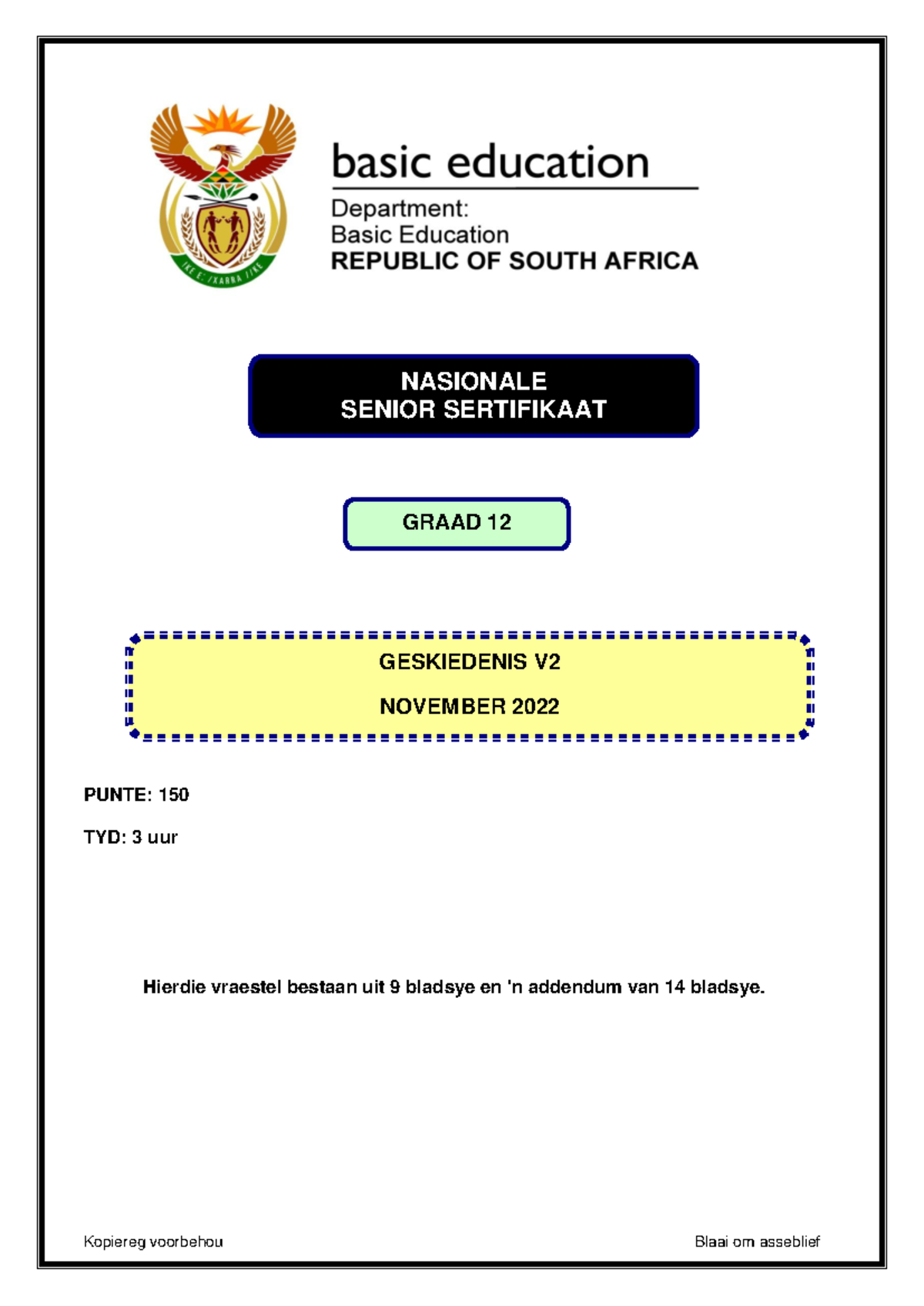 History P2 Nov 2022 Afr - Paper - PUNTE: 150 TYD: 3 uur Hierdie ...