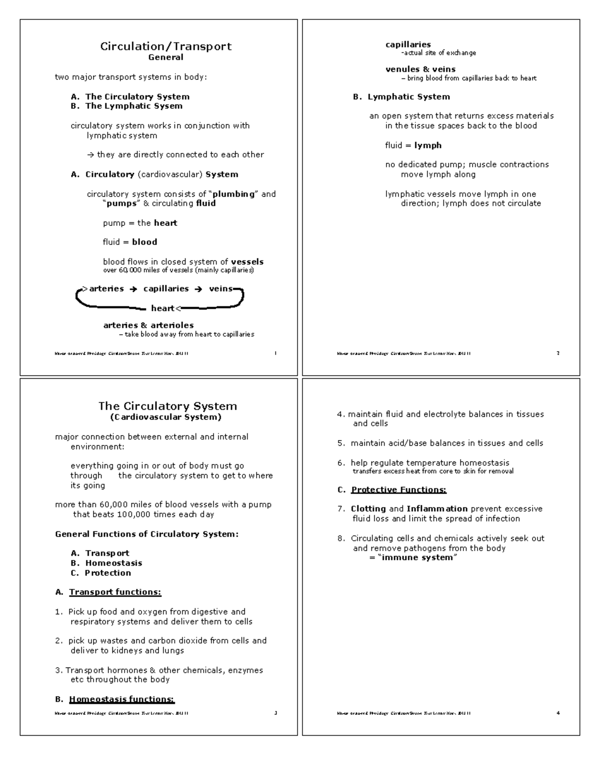 H.Circulatory System - Very useful - Human Anatomy & Physiology ...