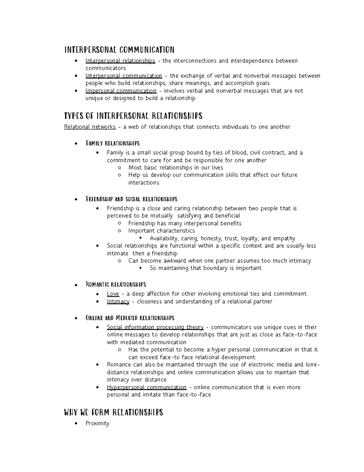 Interpersonal Communication - connection - Studocu