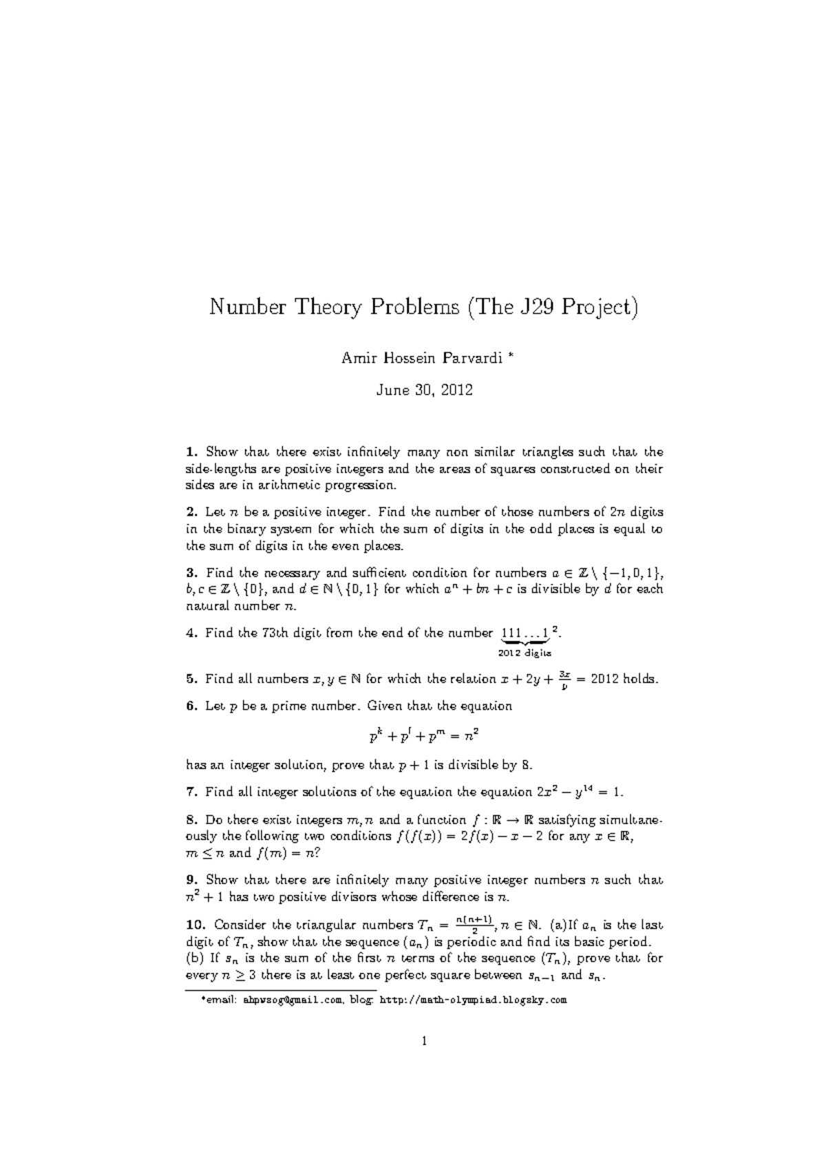 100 Number Theory Problems With Solutions (J29 Project) - Number Theory Problems (The J29 ...