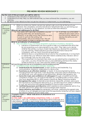Pre-Work - The first lecture given for planning workshop, pre-work ...