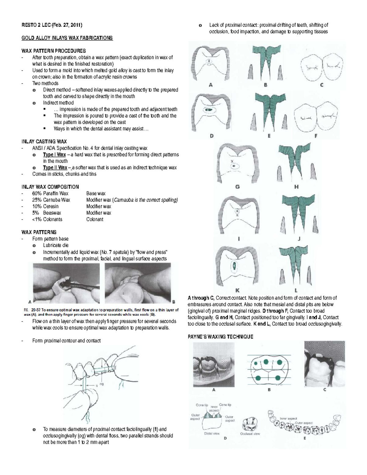 Resto 2 LEC (Feb 27) - RESTO 2 LEC (Feb. 27, 2011) GOLD ALLOY INLAYS ...