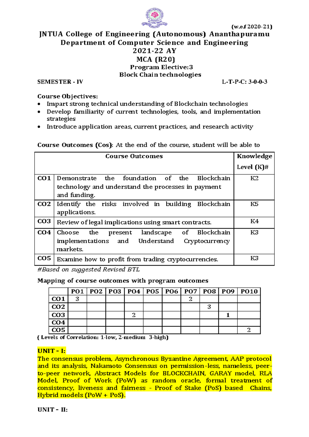 CEA-R20 MCA-Syllabus removed 240515 081926 - JNTUA College of ...