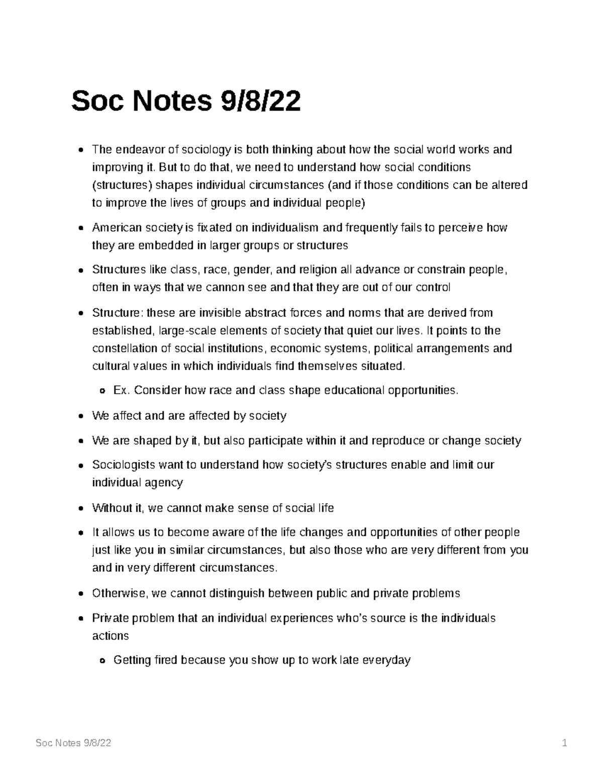 Soc Notes 9822 - Soc Notes The endeavor of sociology is both thinking ...