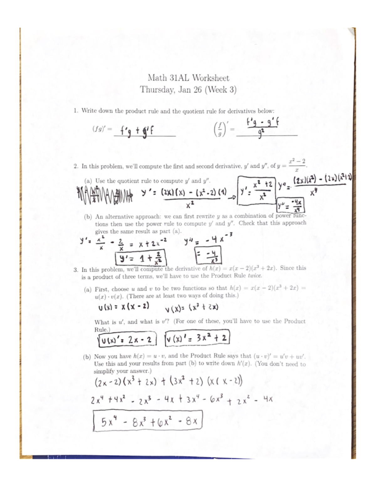 Math Worksheet 6 - Math 31A - Studocu