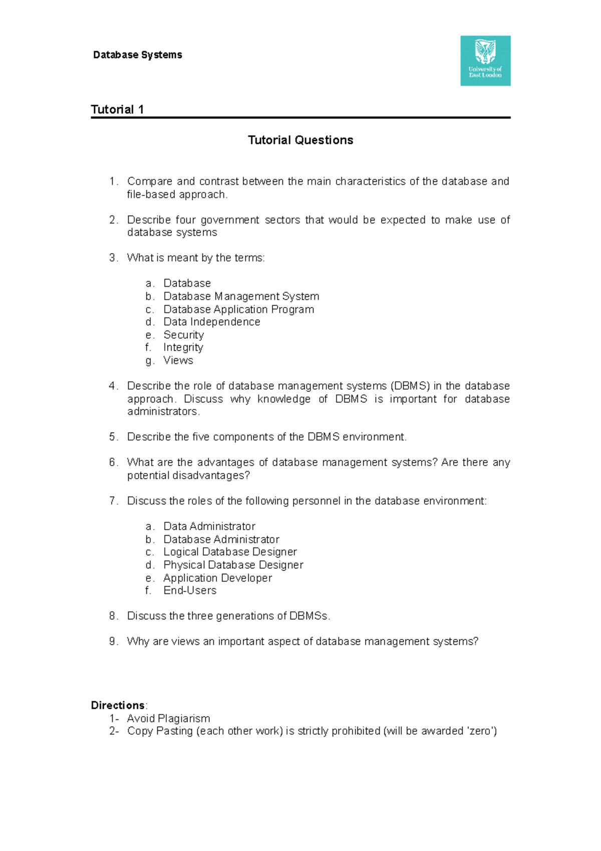 Tutorial 1 - Tutorial 1 Tutorial Questions Compare and contrast between ...