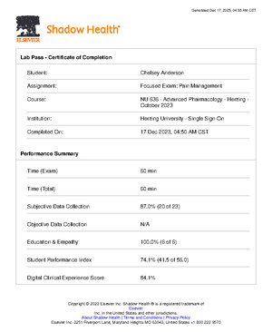 610 heent lab pass - lab pass - Generated Feb 02, 2024, 11:55 PM CST ...
