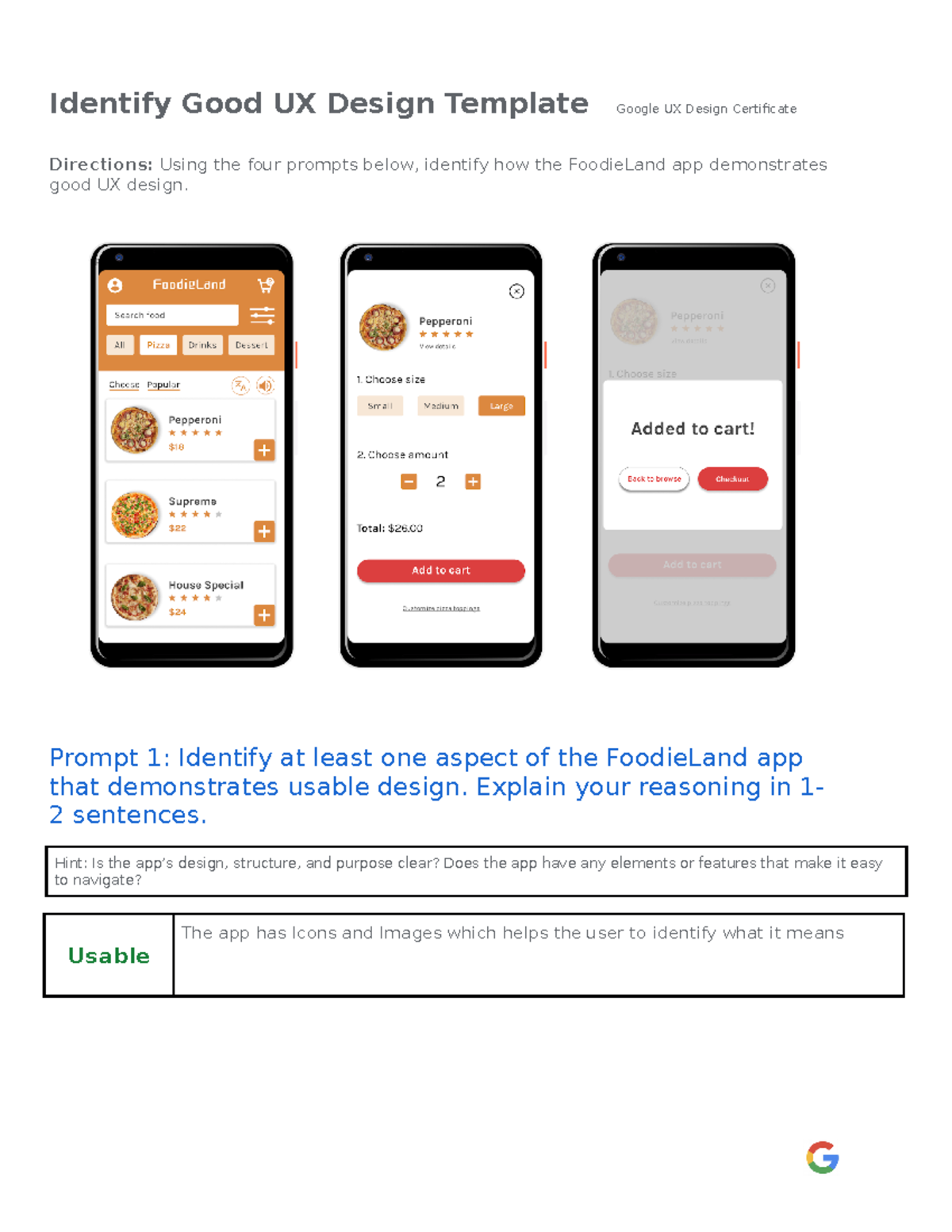 Google UX stage 1 - Identify Good UX Design Template Google UX Design ...
