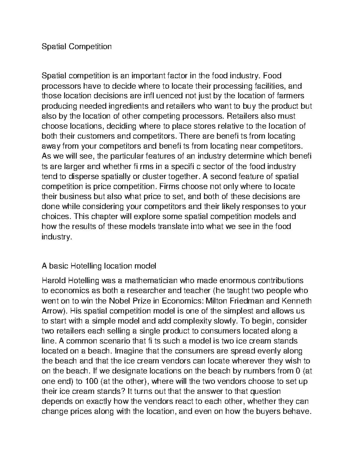 Spatial Competition - summary - Spatial Competition Spatial competition ...