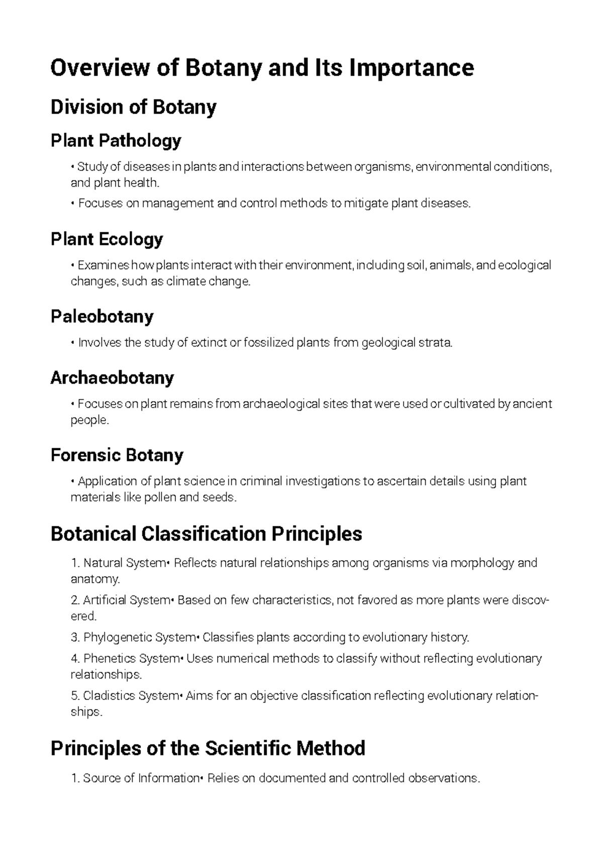 Summary of Botany and Its Importance - Overview of Botany and Its Importance Division of Botany ...