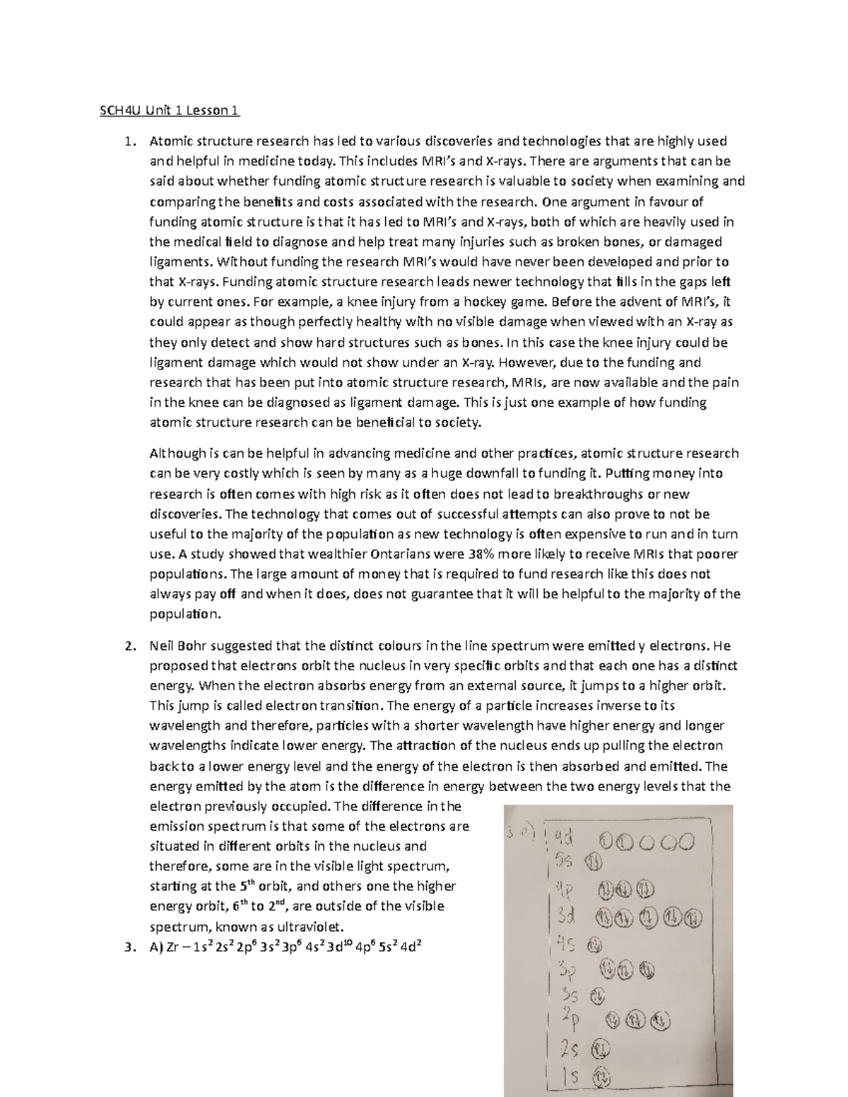 Grade 12 Chemistry Unit 1 Lesson 1 - SCH4U Unit 1 Lesson 1 Atomic ...