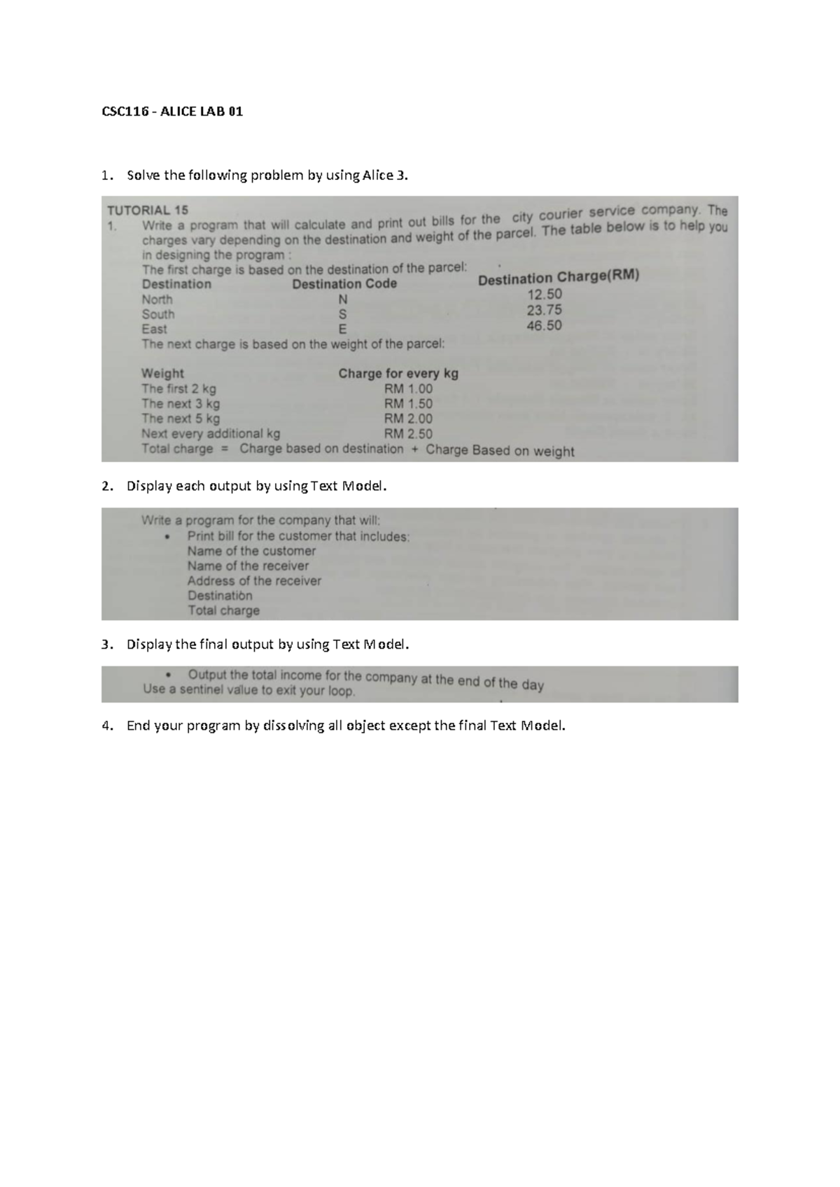 CSC116 - Alice LAB 01 - Science Computer - CSC116 - ALICE LAB 01 Solve ...