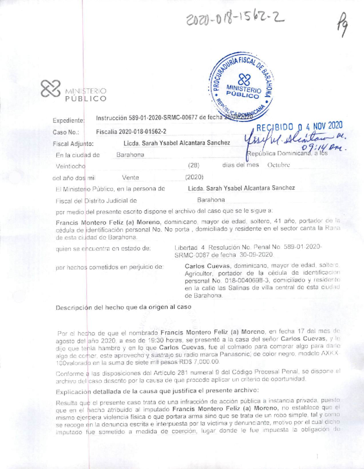 Ejemplo de Archivo DE Proceso en el proceso penal - ministerio PUB ...