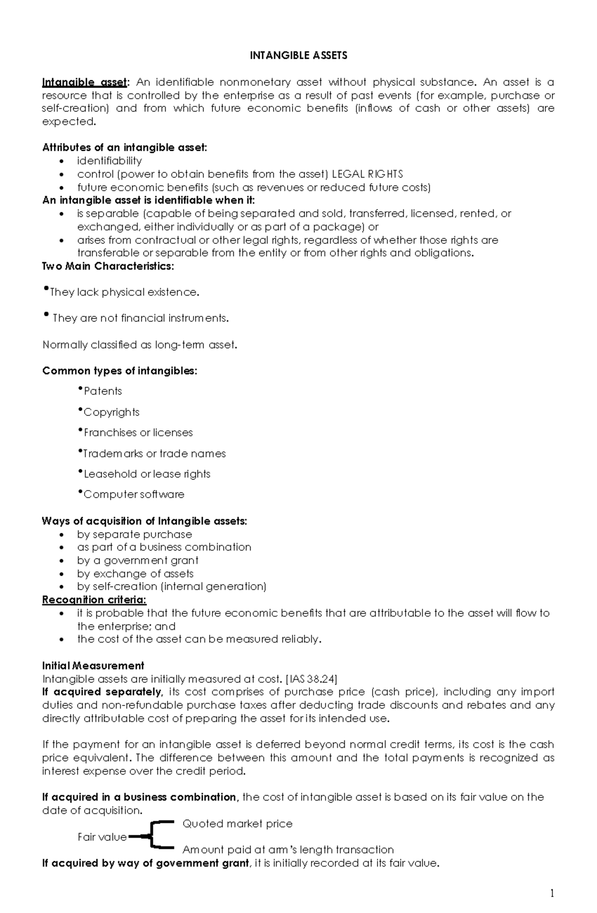 Intangible Assets - ..school - INTANGIBLE ASSETS Intangible asset: An ...