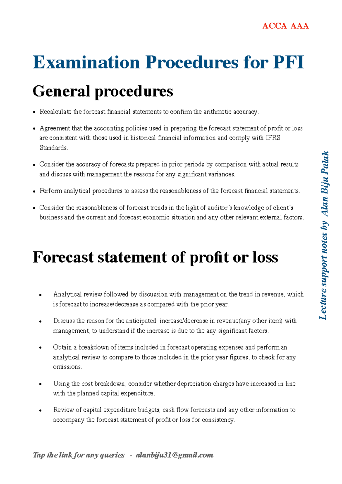 Procedures for PFI by Alan Biju Palak ACCA - Lecture support notes by ...