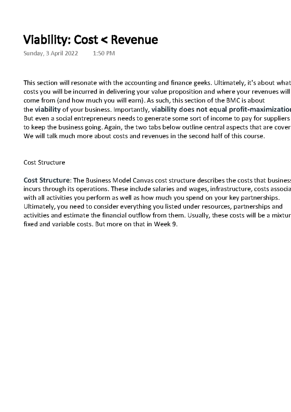 Viability Cost Revenue - This section will resonate with the accounting ...