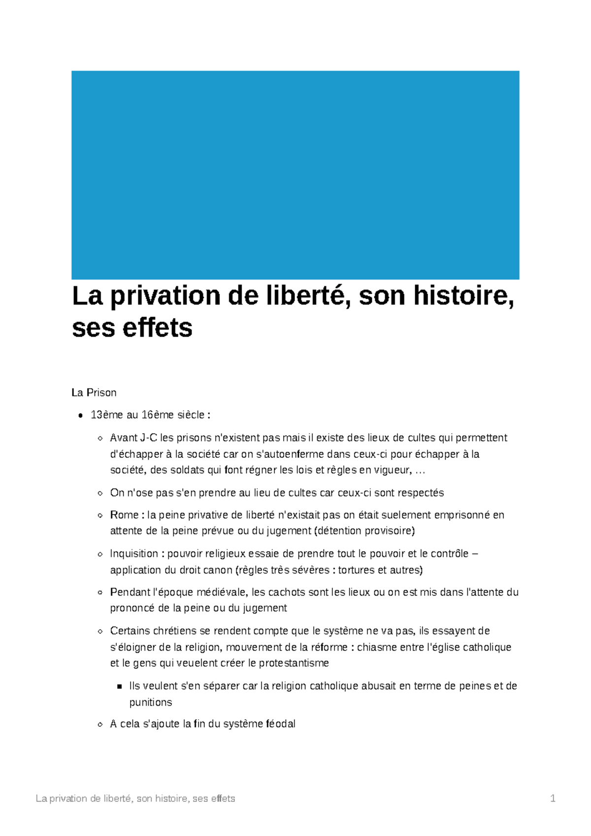 La privation de liberté son histoire ses effets - La privation de ...