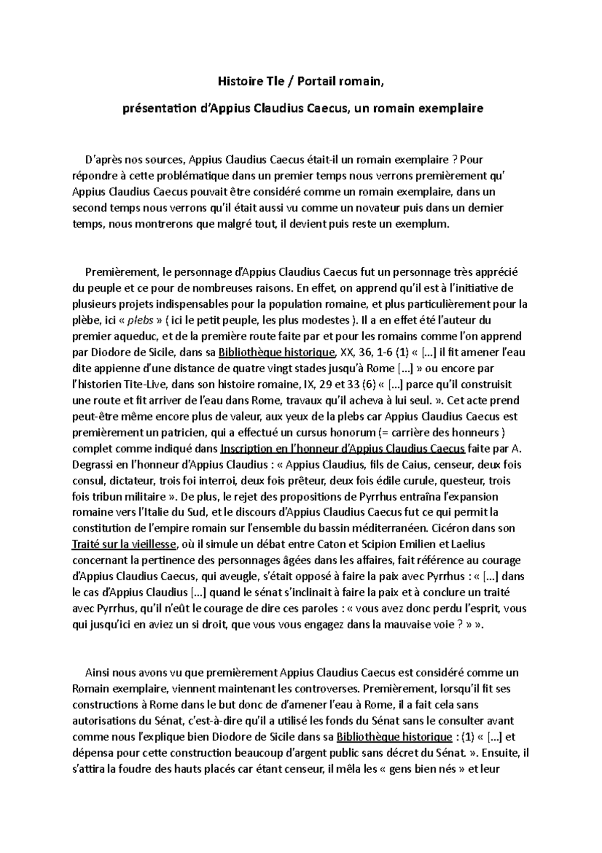 Cours sur Appius Claudius Caecus, un romain exemplaire - Histoire Tle ...