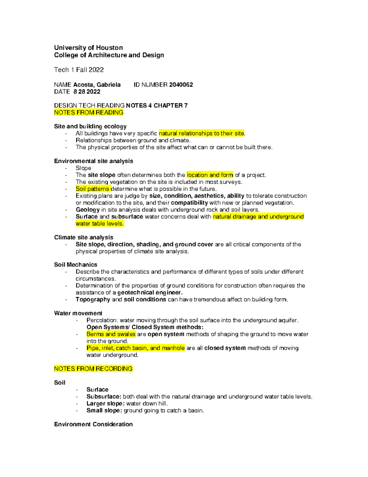 Ch. 7 Reading Recording Notes - University of Houston College of ...