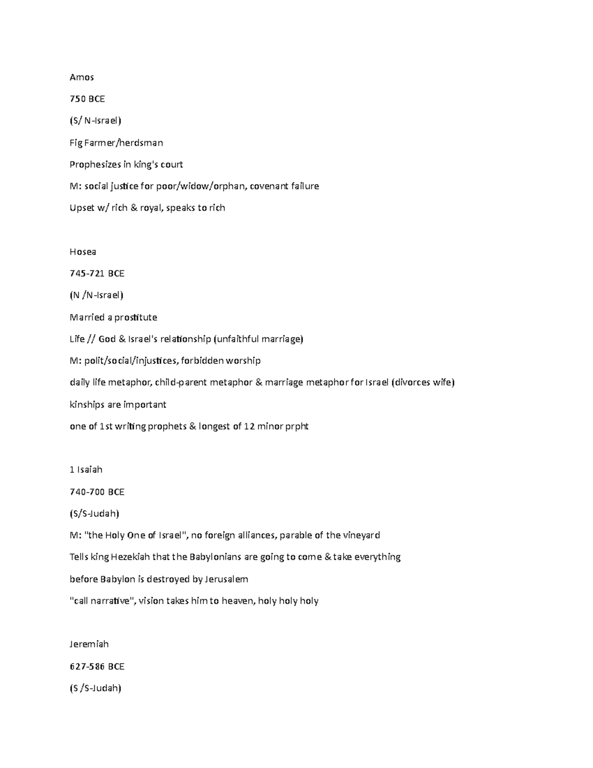 Intro to Old Testament Final Exam and Final Paper Study Guide - Amos ...