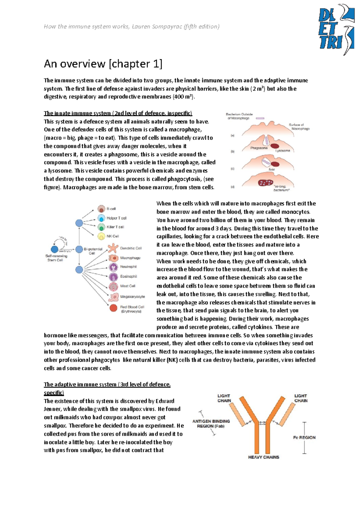 Introduction to Human Immunology summary - An overview [chapter 1] The ...