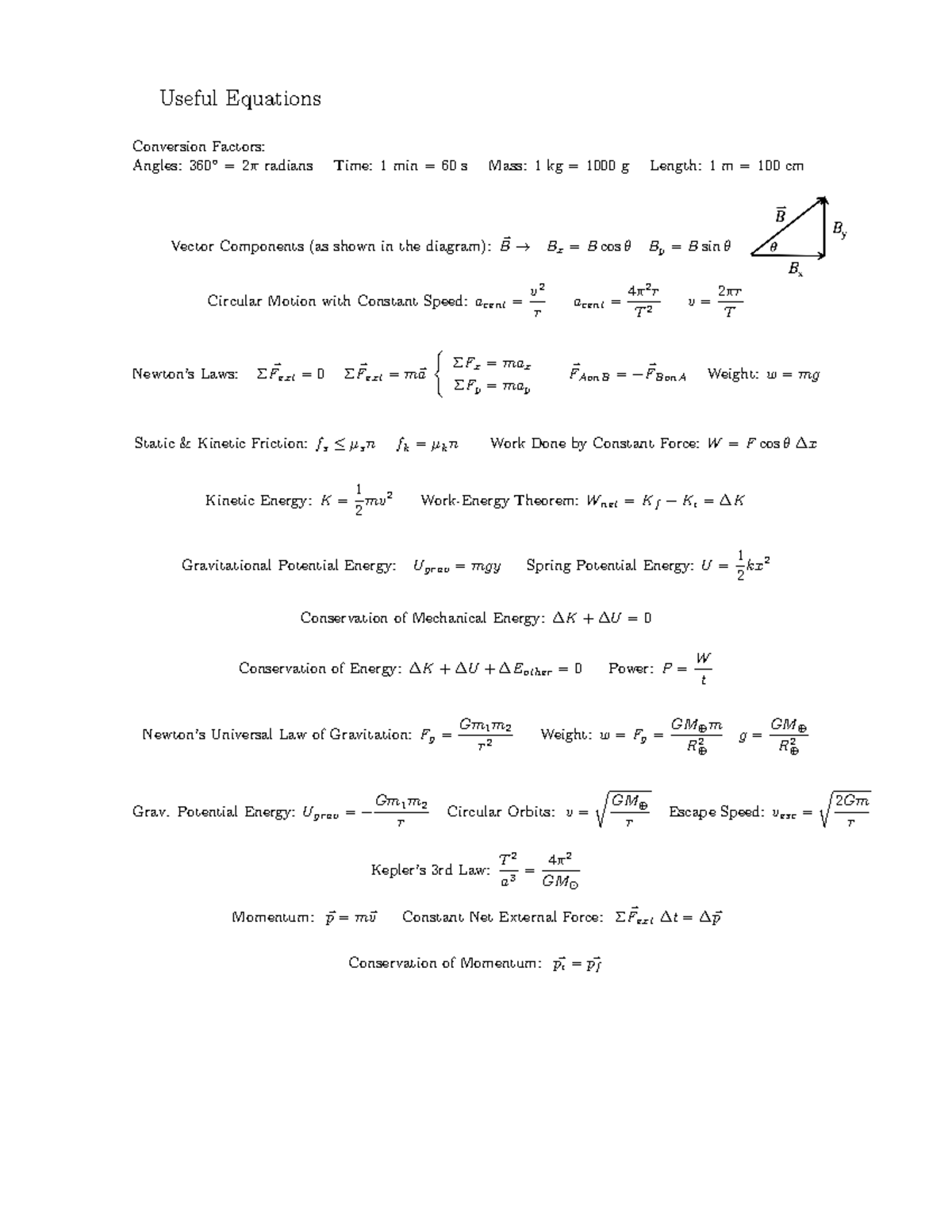 Exam2-practice - Exam 2 practice - Useful Equations Conversion Factors ...