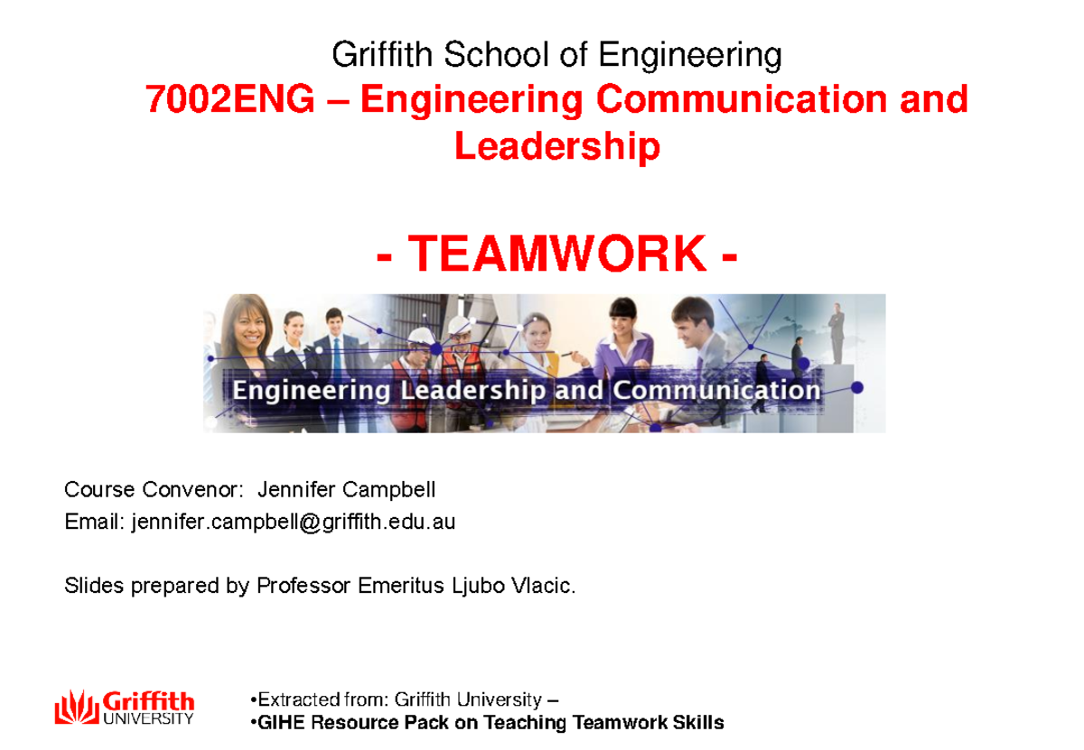 7002ENG Week2 Teamwork - Griffith School of Engineering 7002ENG ...