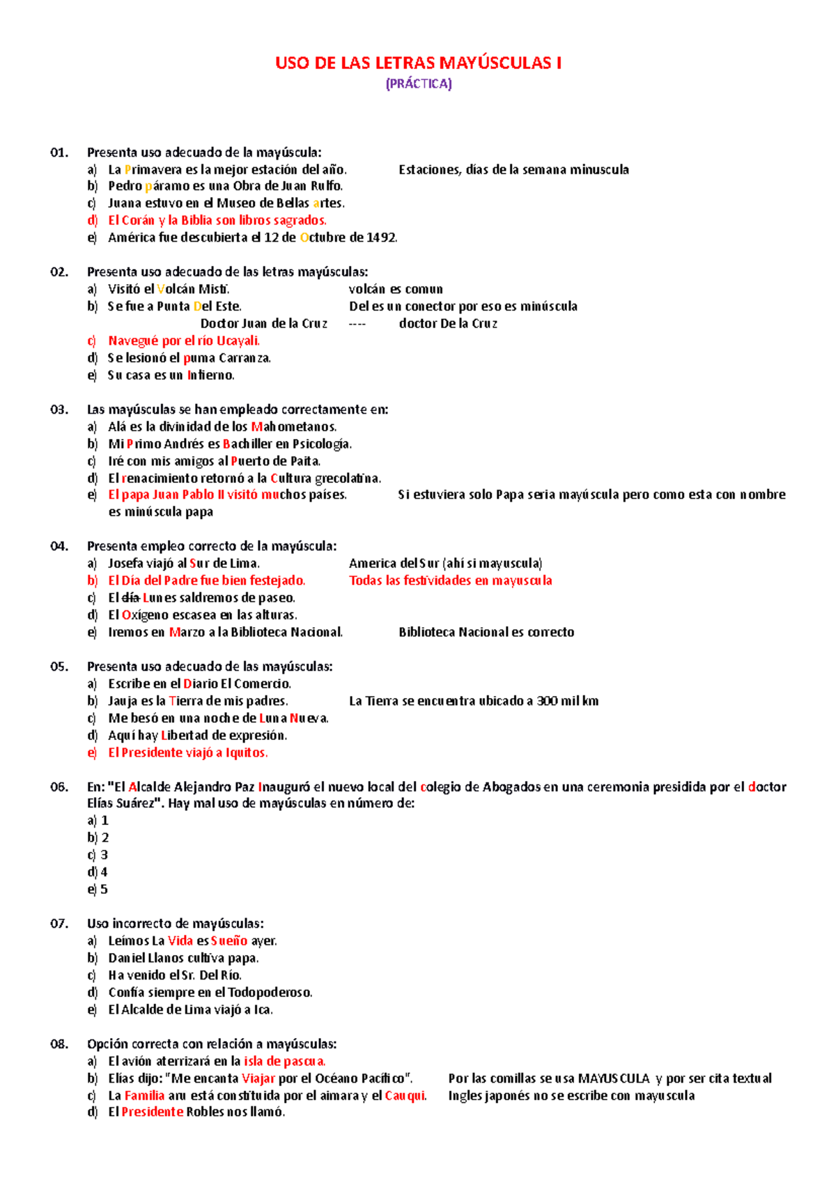 USO DE LAS Letras Mayúsculas par estudiantes - USO DE LAS LETRAS ...