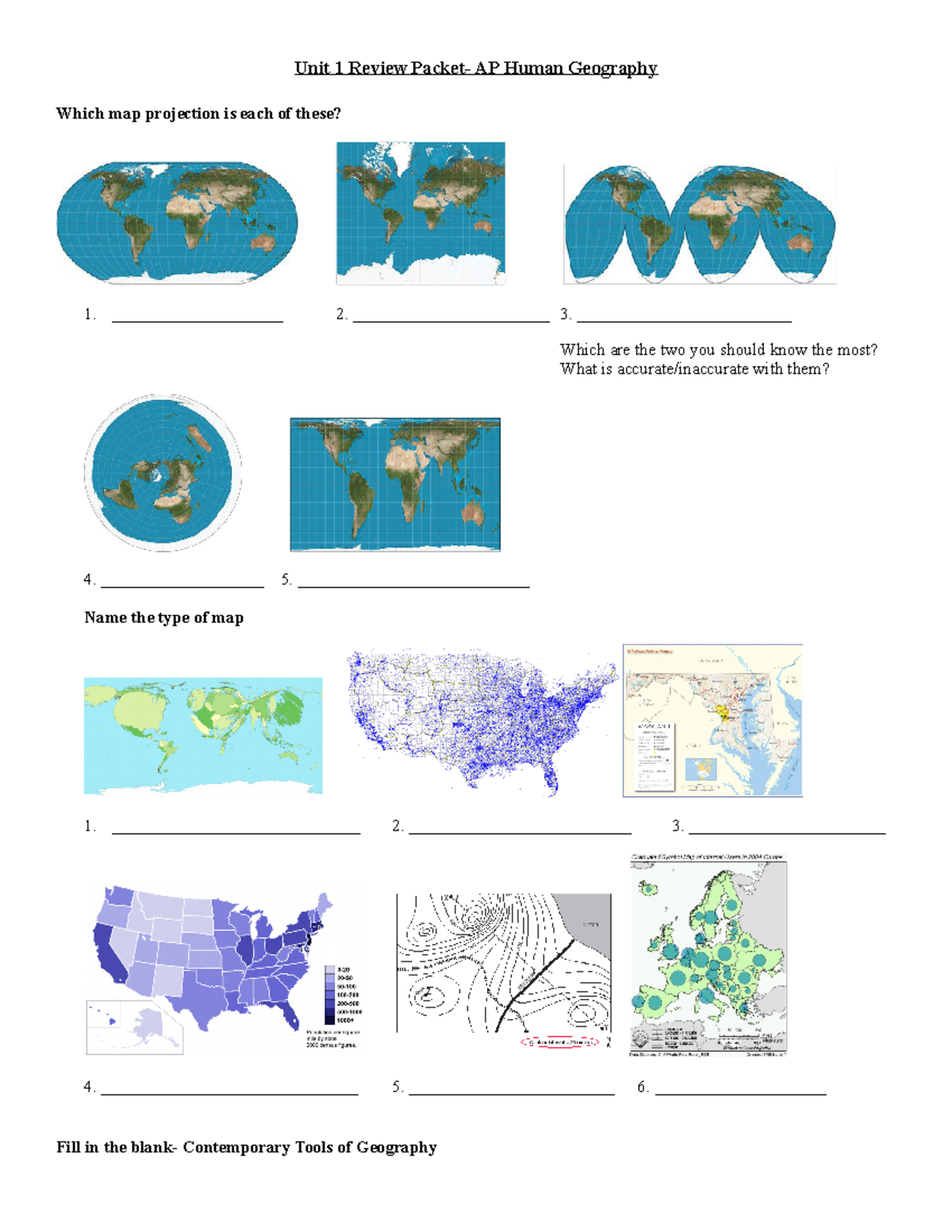 Unit 1 Review Packet 1 1 Intro To Maps Unit 1 Review Packet AP