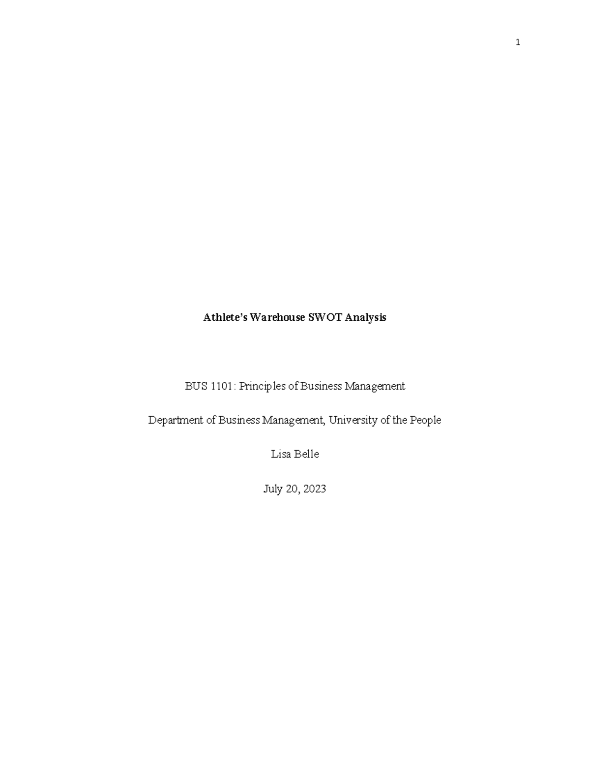 Athlete’s Warehouse SWOT Analysis - Athlete’s Warehouse SWOT Analysis ...