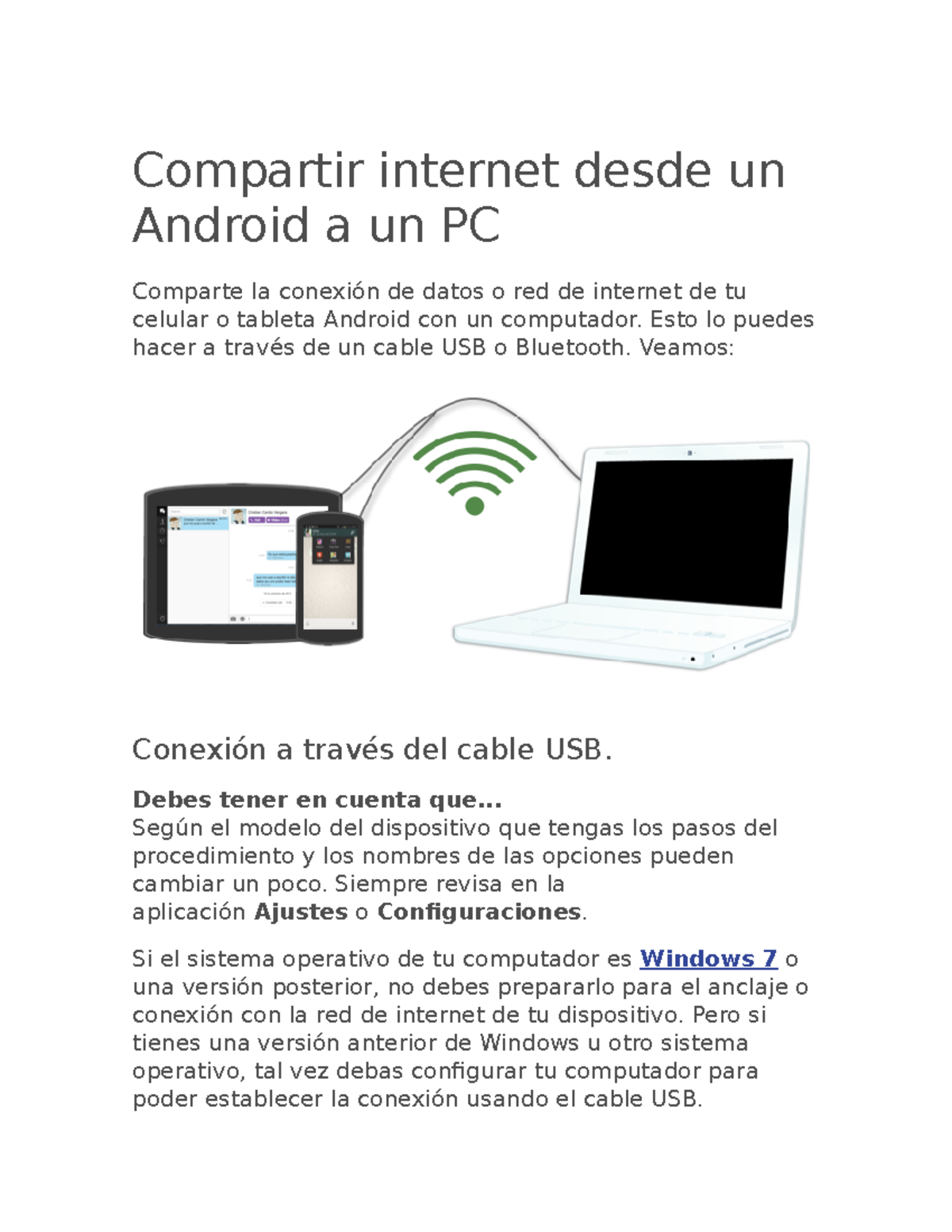 Compartir internet desde un Android a un PC - Compartir internet desde ...