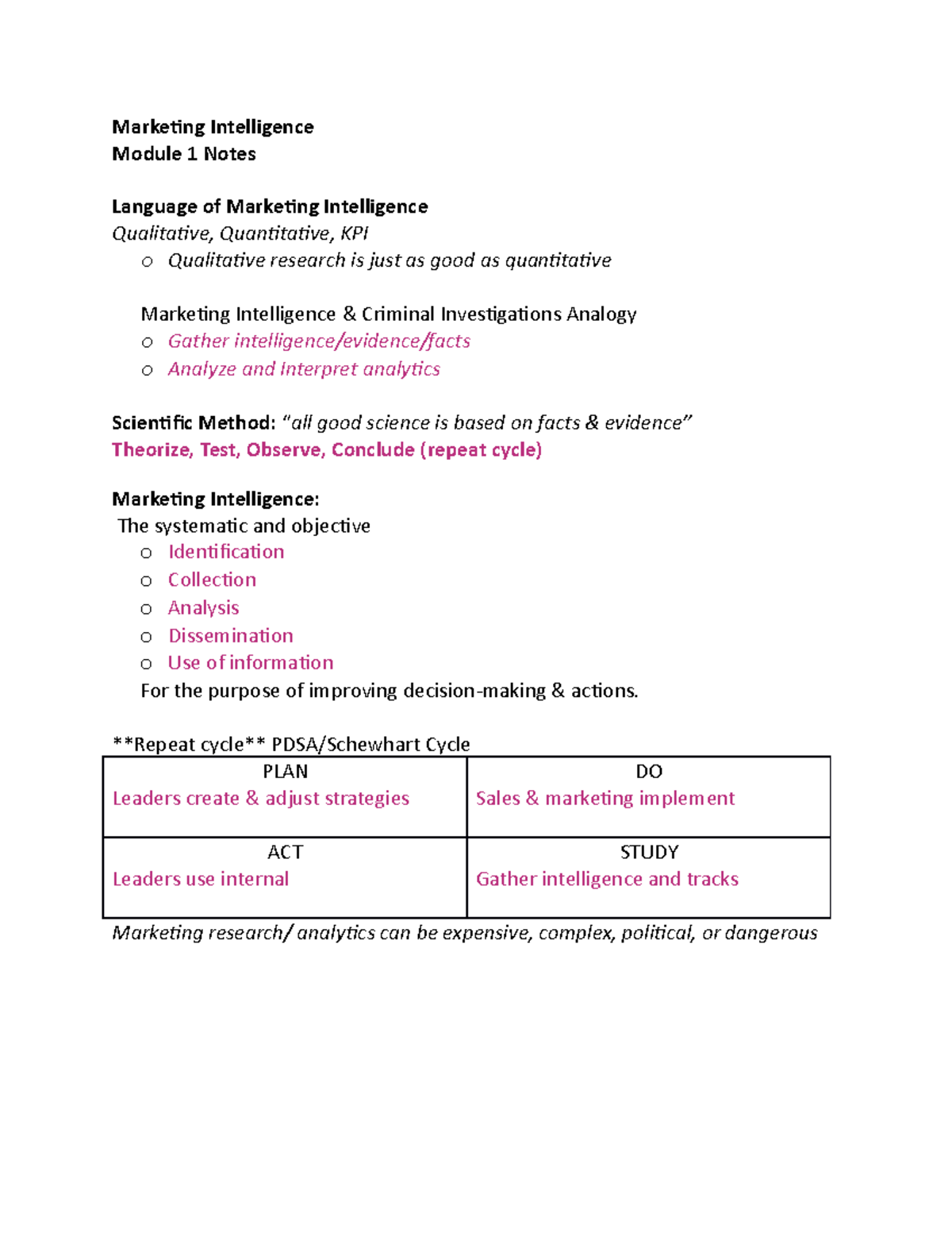 Marketing Intelligence Module 1 Notes - Marketing Intelligence Module 1 ...