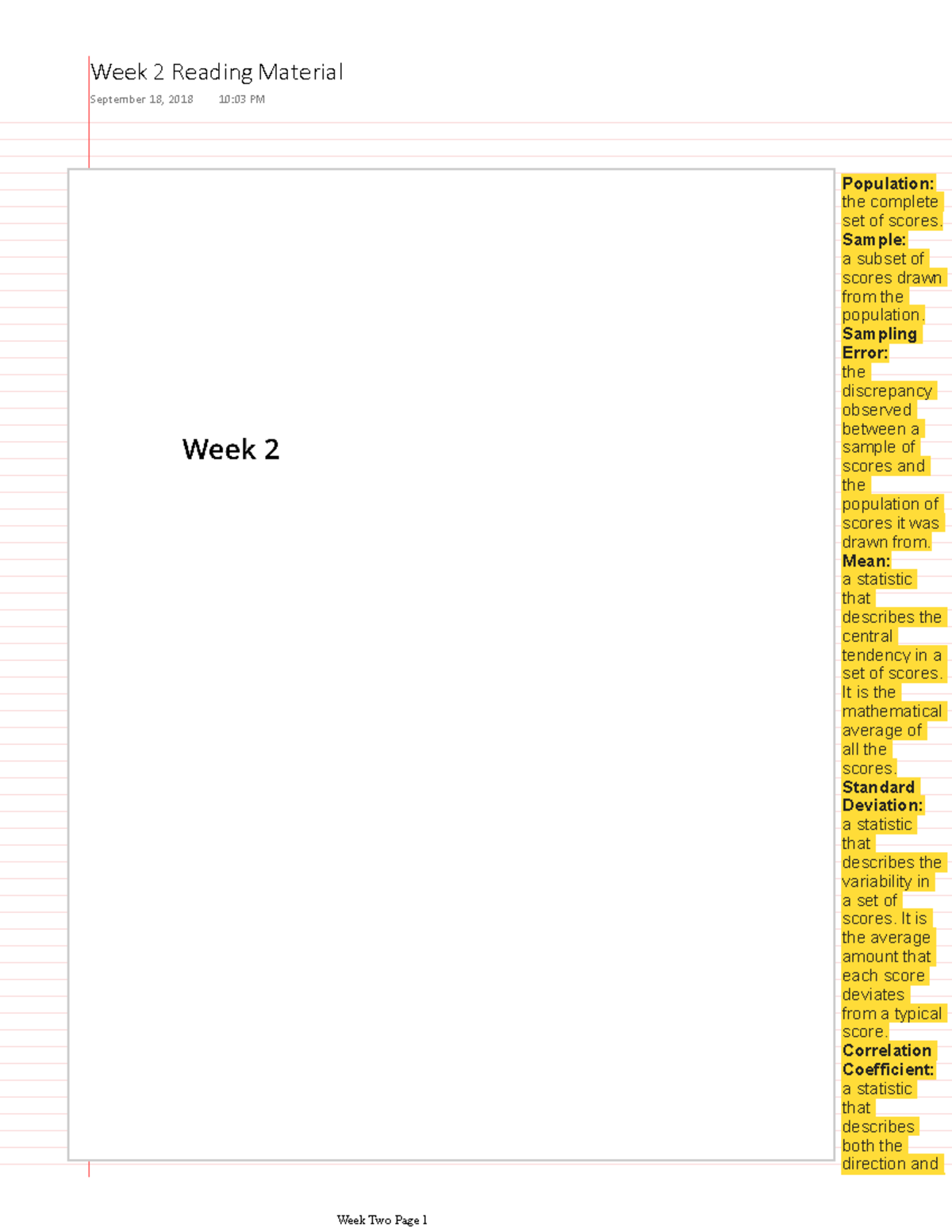 Week Two Lecture Notes Module 2 Week 2 Reading Material September 18 2018 1003 Pm 2582