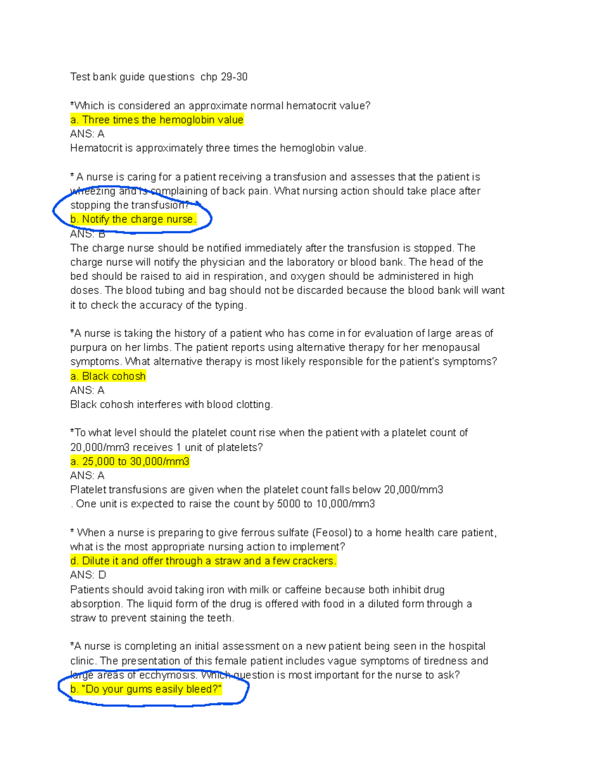 Test bank questions guide chp 29-30 - Test bank guide questions chp 29 ...