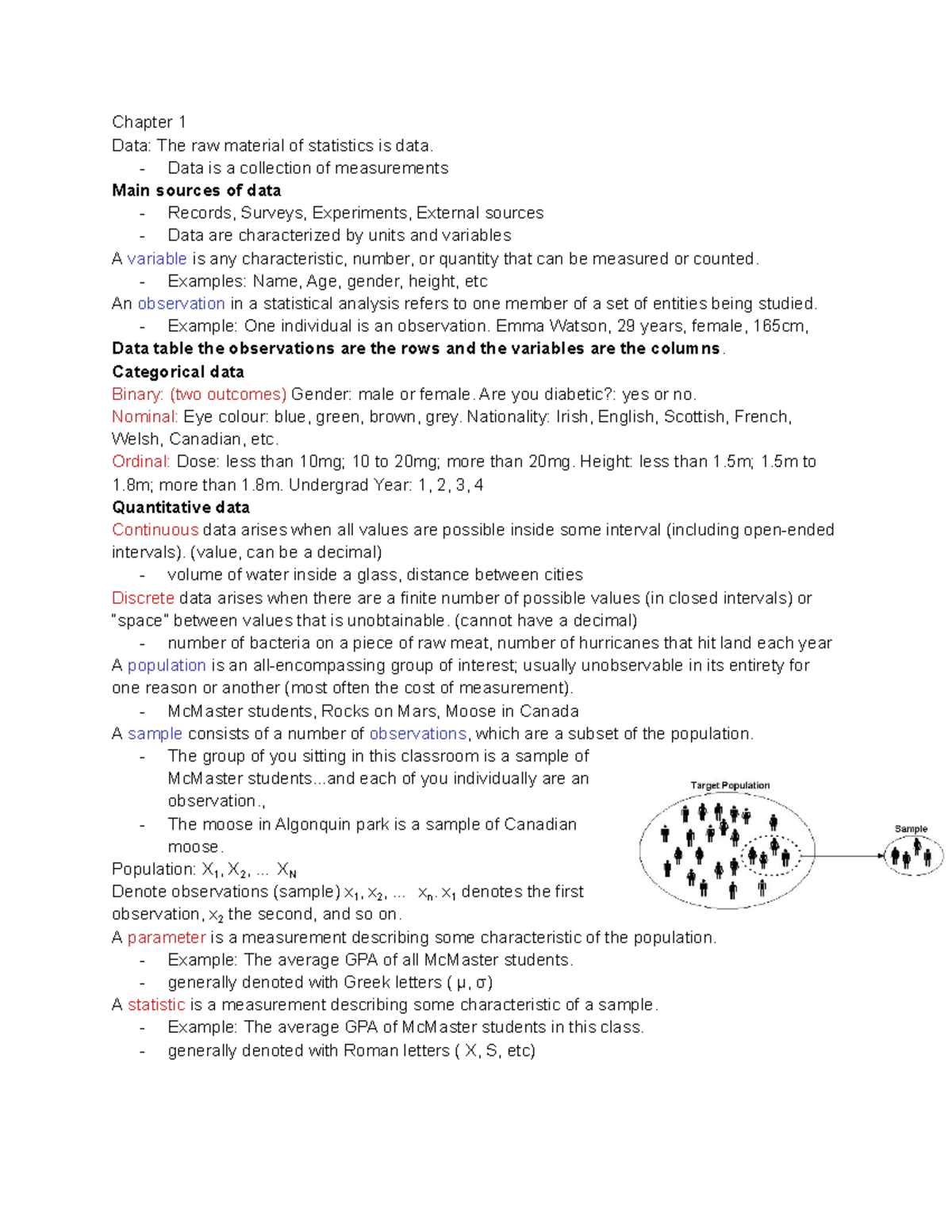 Statistics lec 1&2 - Stats 2B03 - McMaster - Studocu