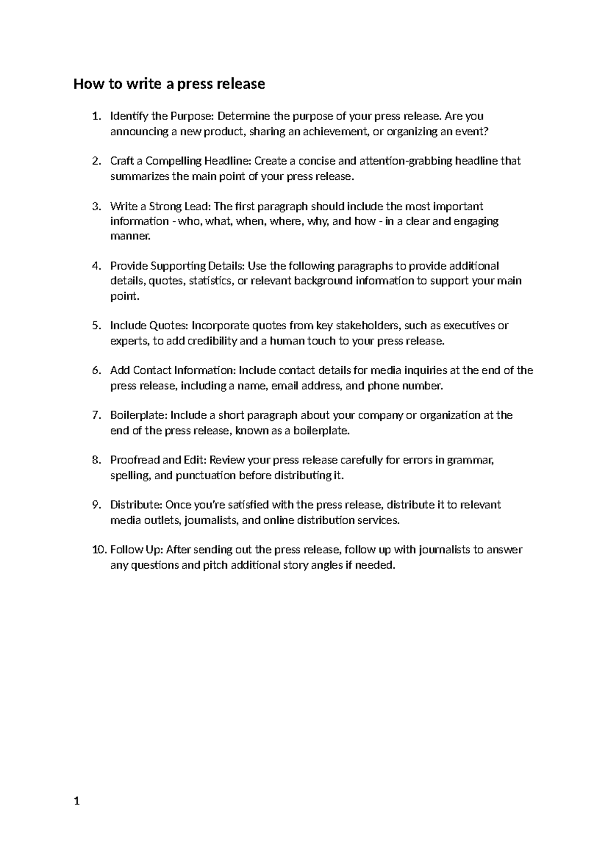 How to write a press release - Identify the Purpose: Determine the ...