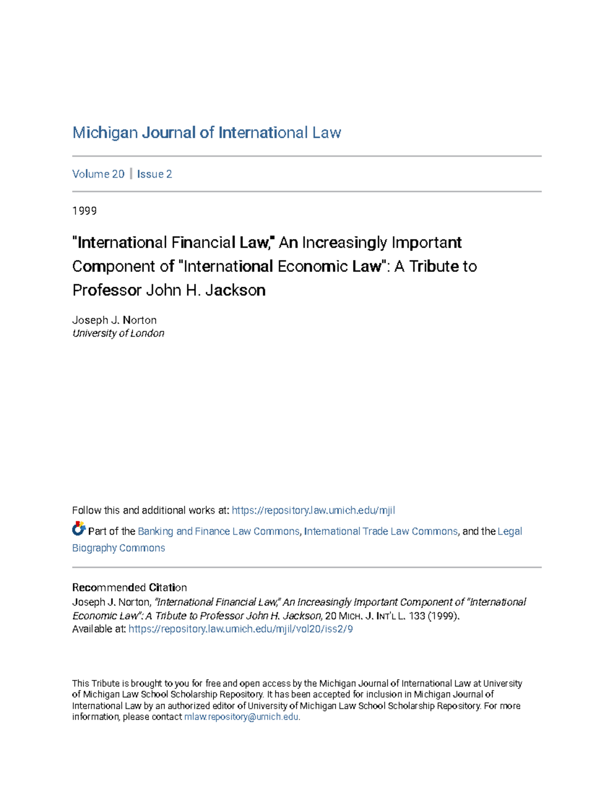 International Financial Law An Increasingly Important Componen ...