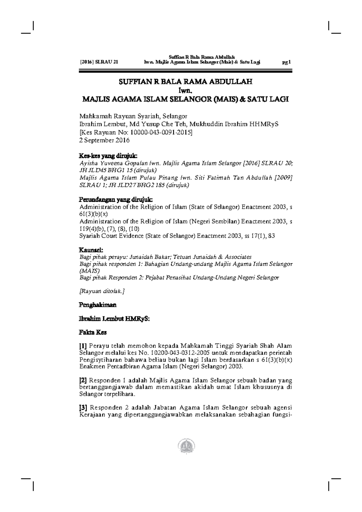 Suffian r bala rama abdullah 2 - SUFFIAN R BALA RAMA ABDULLAH lwn ...