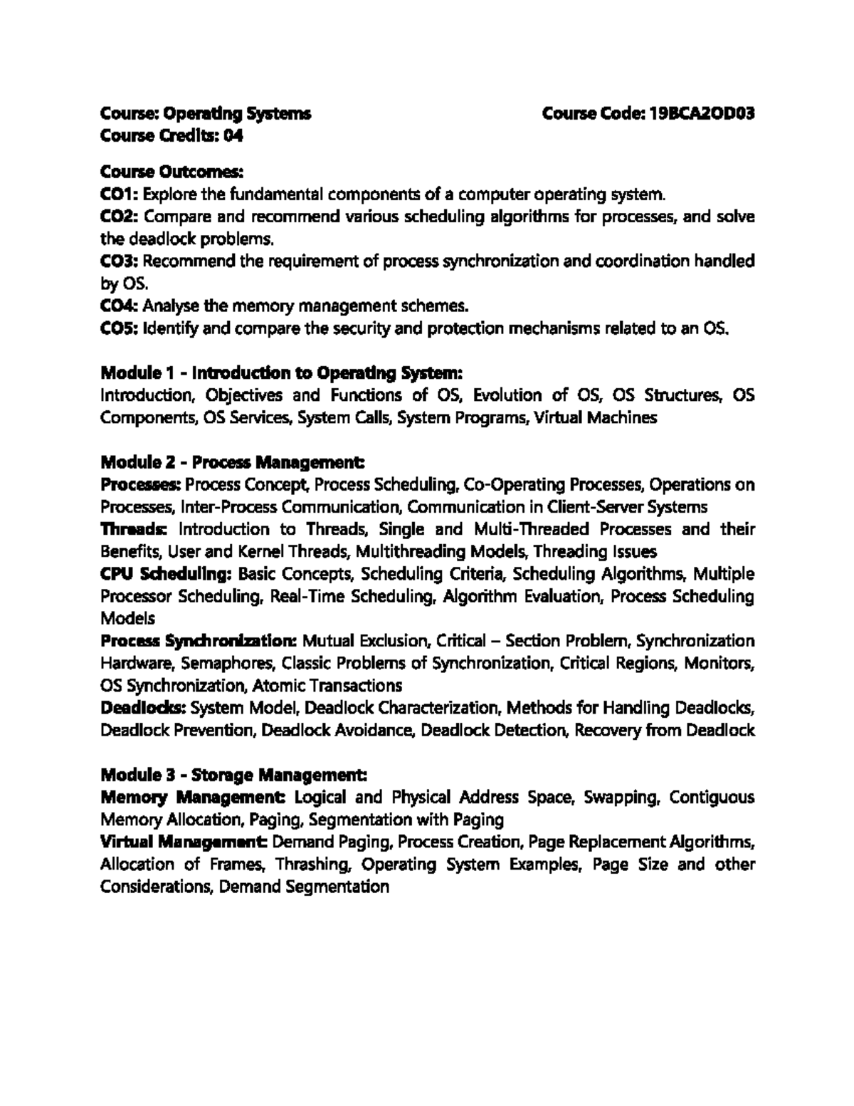 Operating Systems- BCA - General Relativity & C.Osmology - Studocu