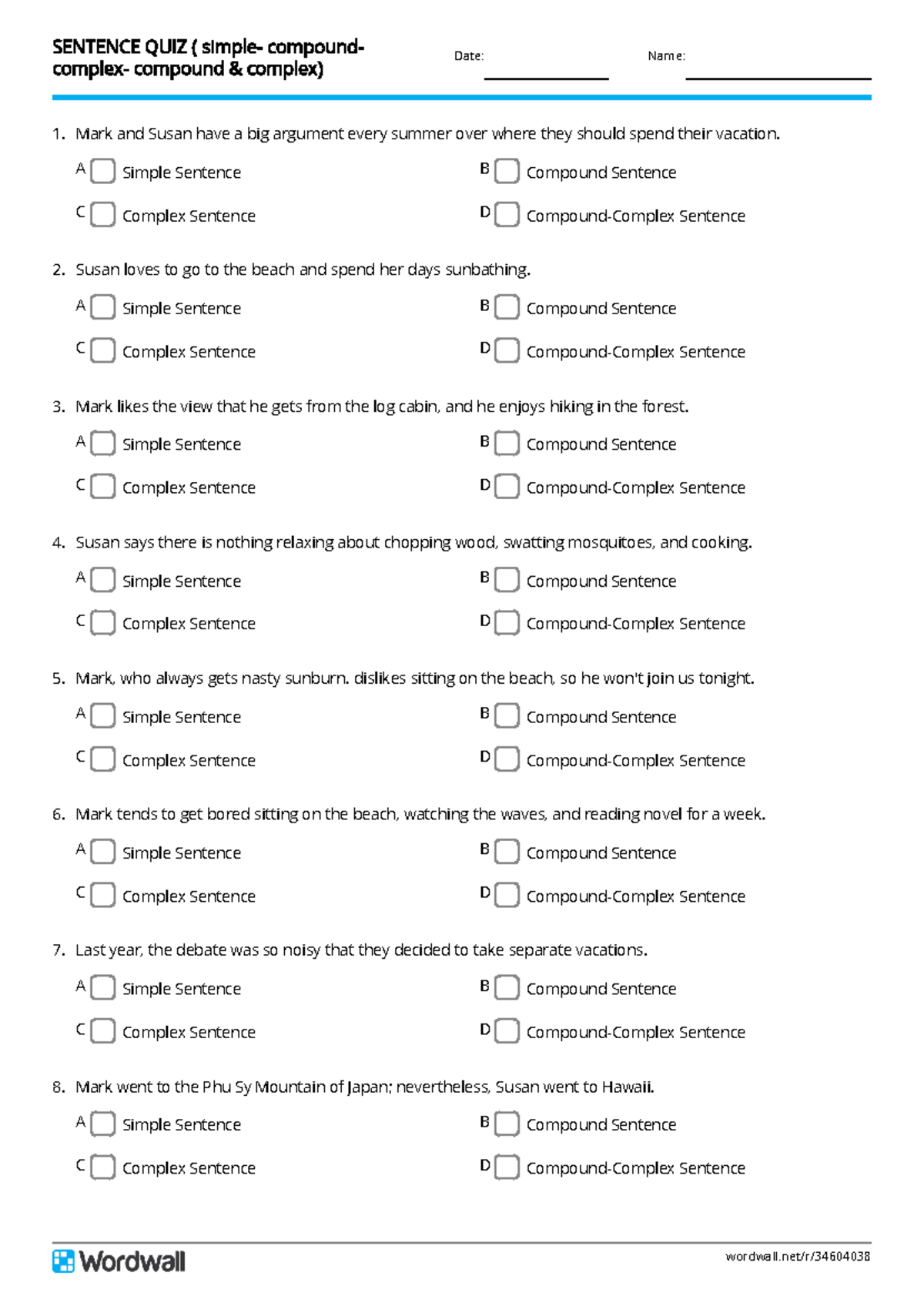 Sentence-quiz-simple-compound-complex-compound-complex-quiz - beach ...