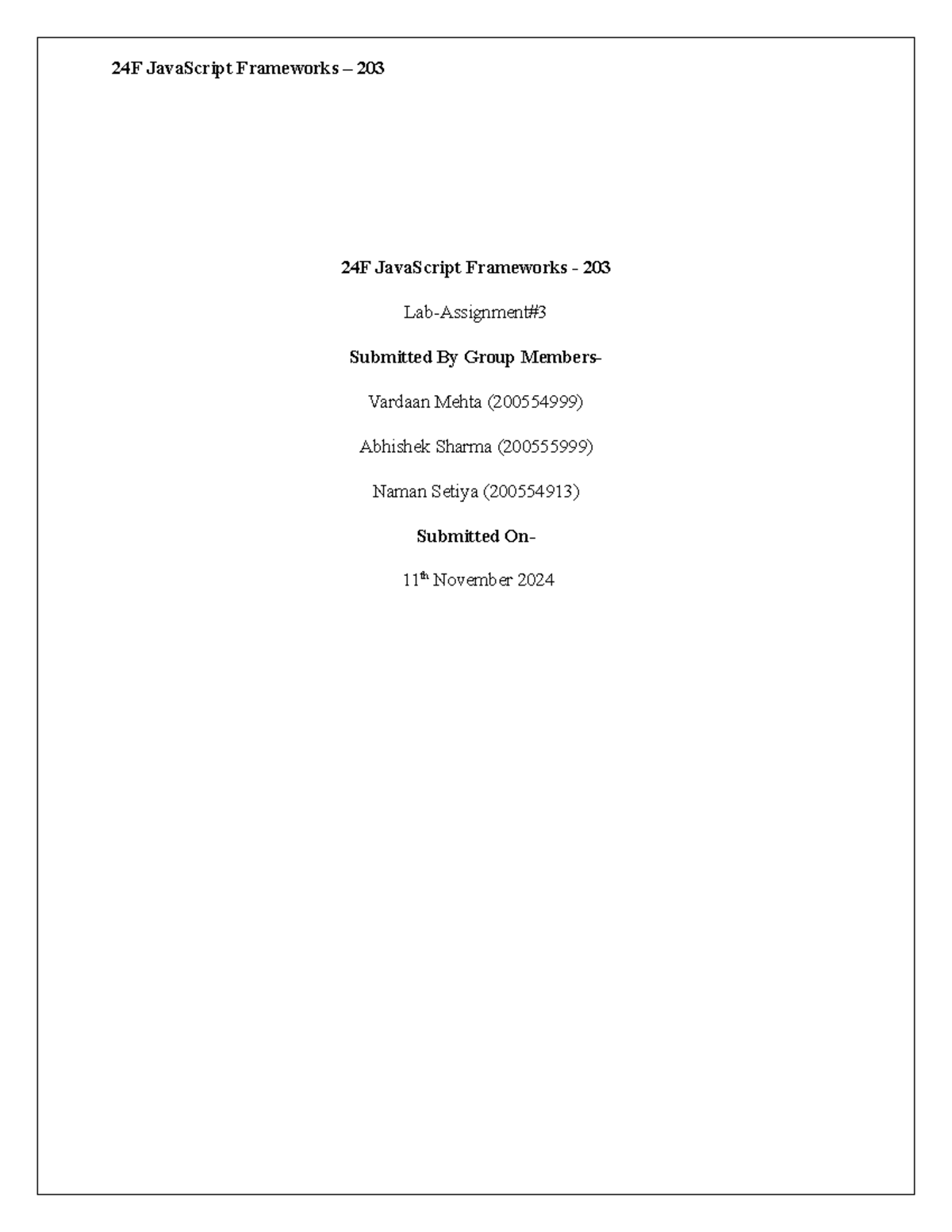 Lab Assignment 3 Lab 24f Javascript Frameworks 203 Lab Assignment 4906