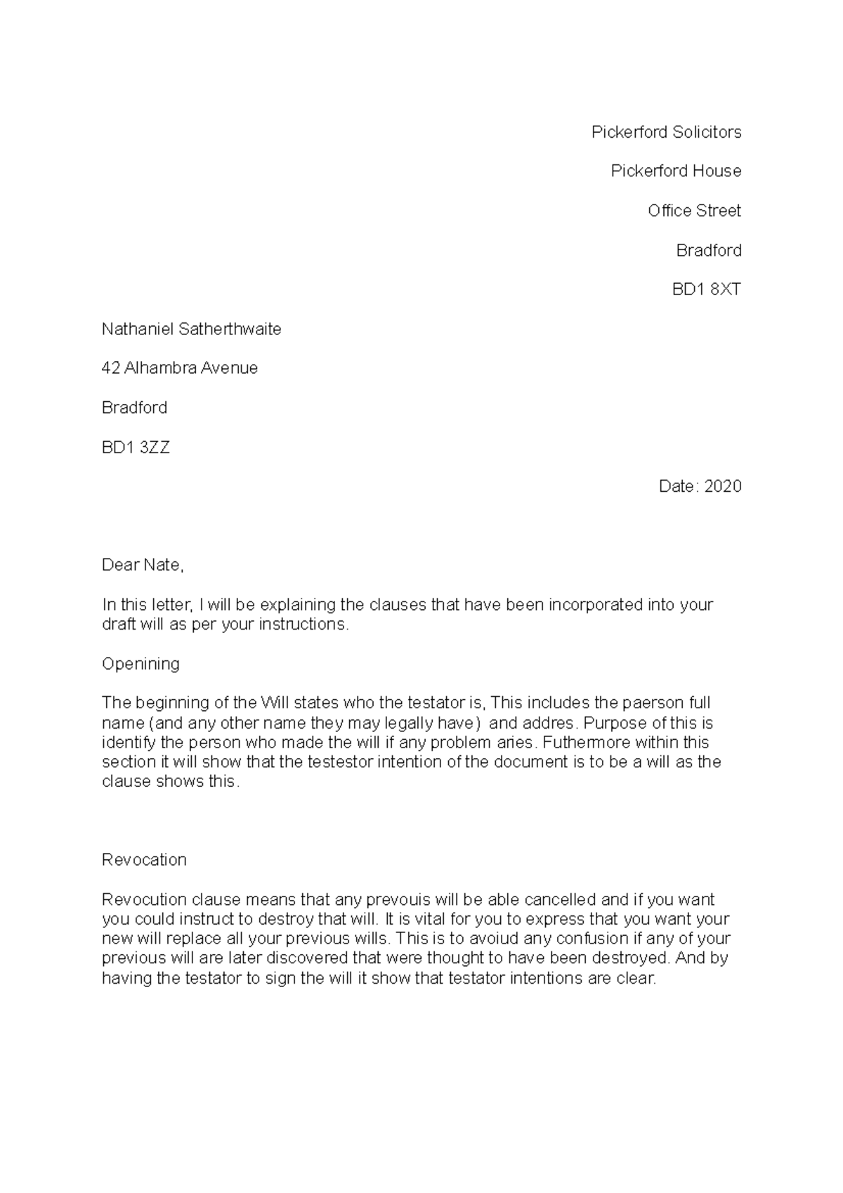 Pickerford Solicitors letter - Pickerford Solicitors Pickerford House ...