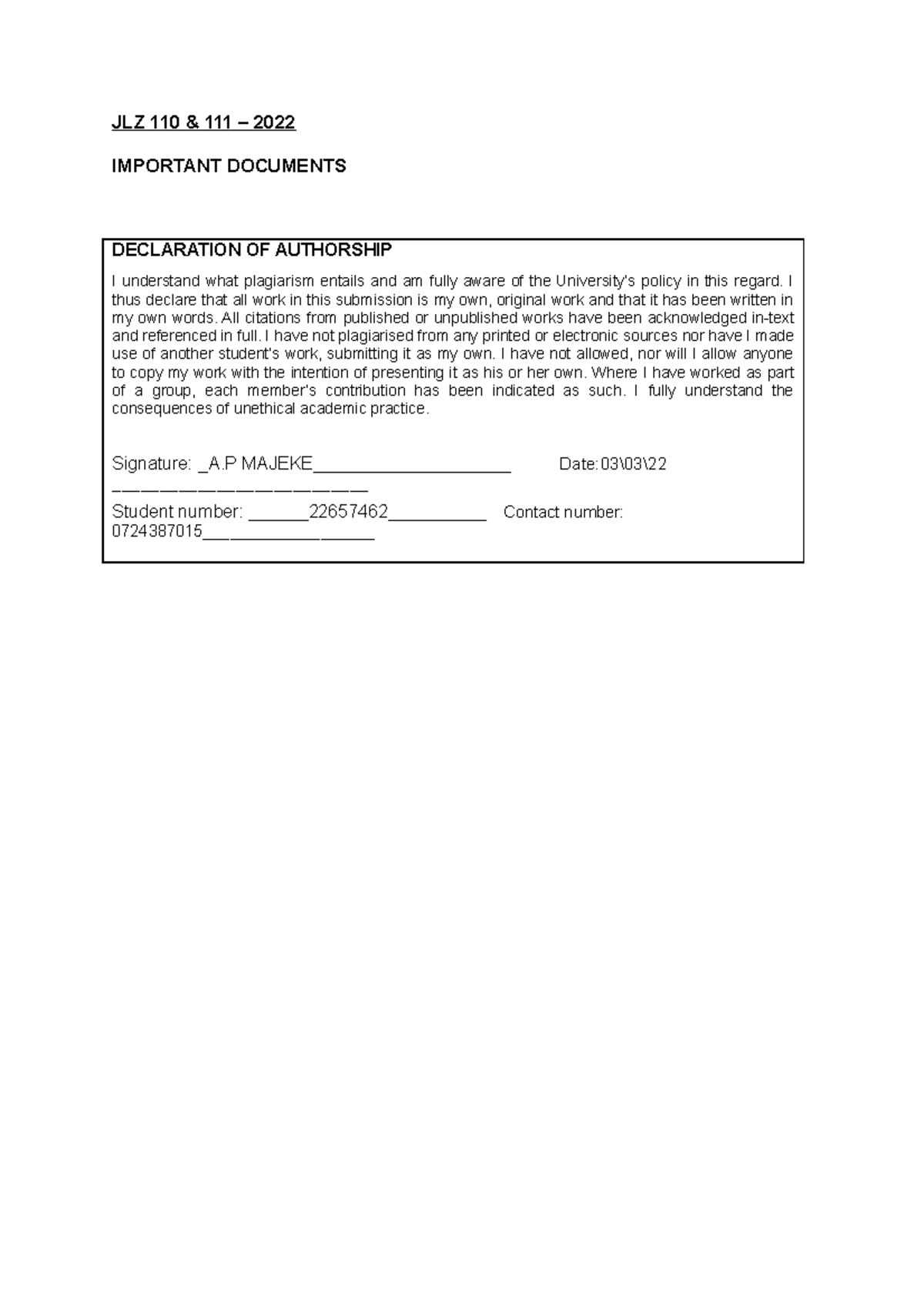 Declaration of authorship-2022 hidtokry eoxampler for - JLZ 110 & 111 ...