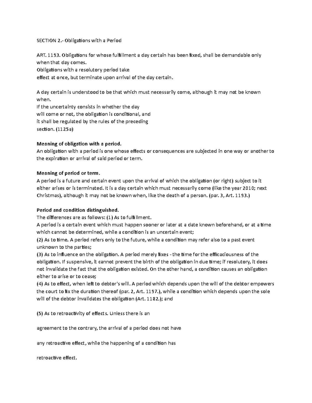 Obligations WITH A Period - SECTION 2.- Obligations with a Period ART ...