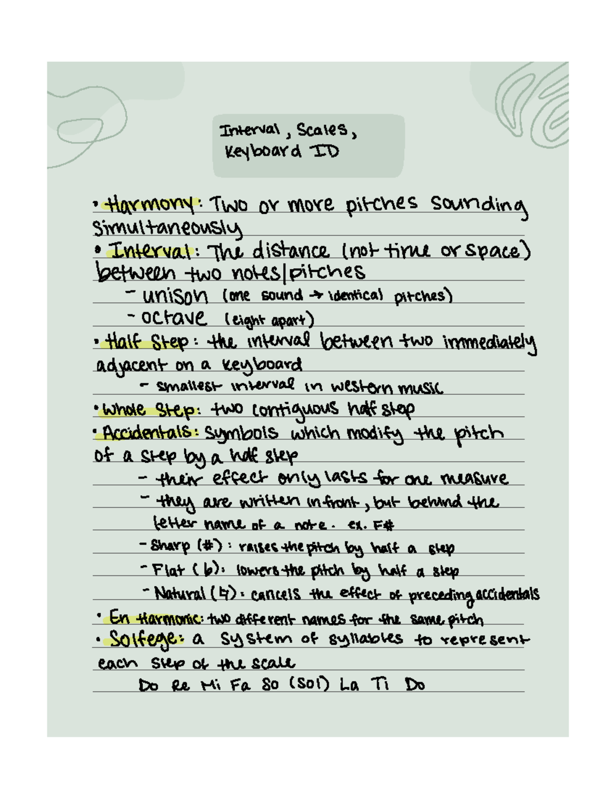 Module 3 Notes - Professor: Mr. Erb - Interval Scales Keyboard ID ...