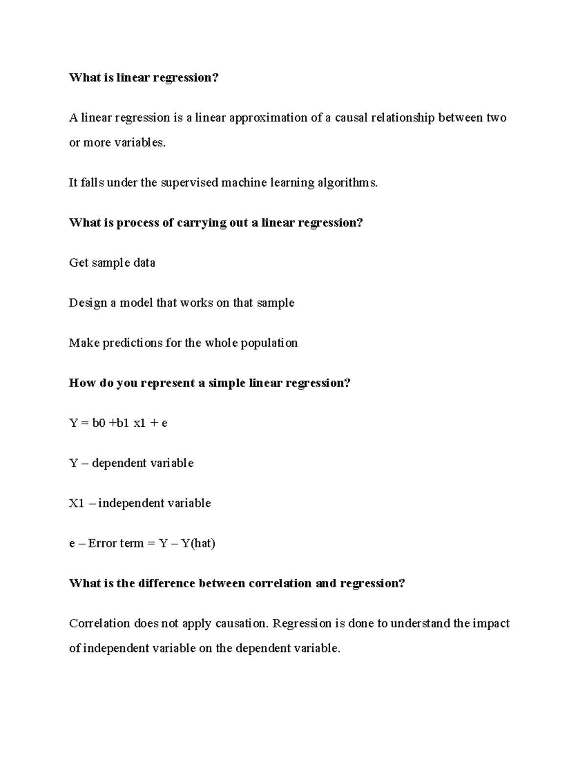 LP 3 Machine Learning Notes What Is Linear Regression A Linear